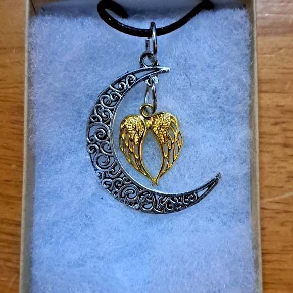 Jewelry | Crescent Moon Angel Wings Necklace | Poshmark